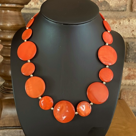 Vintage | Jewelry | Vintage Orange Shell Disc Necklace | Poshmark
